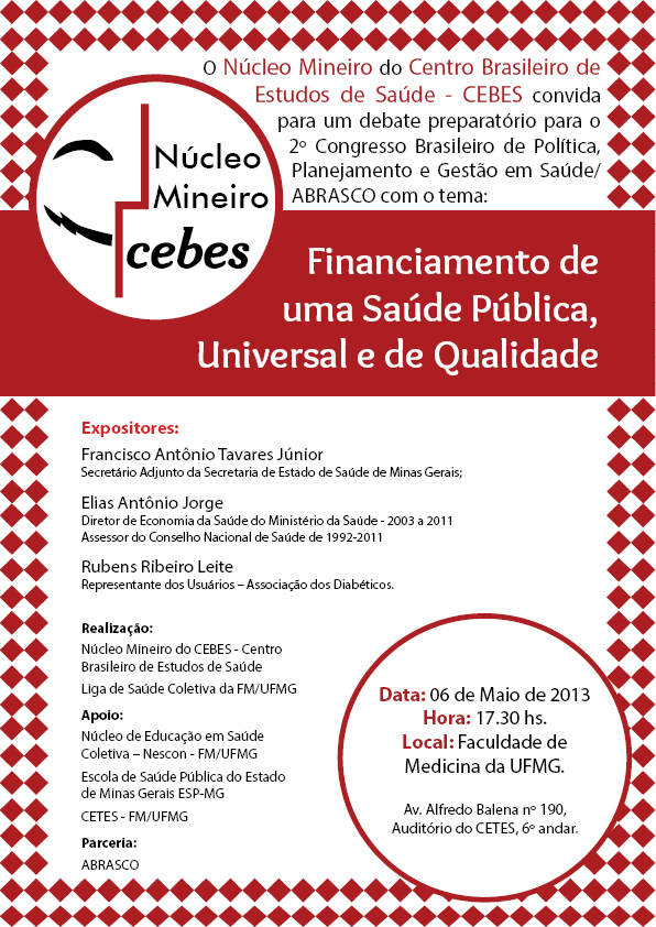 Cebes debate o financiamento no SUS | Nescon